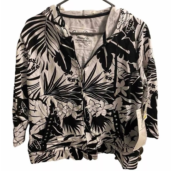 Onque Casuals | Tops | Nwt Onque Casuals Jacket Xl Zip Hoodie Floral ...